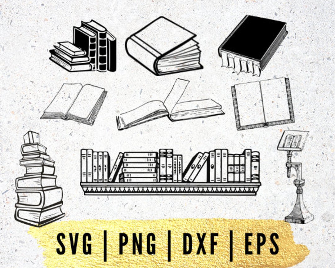 Books Svg Bundle, Library Svg Bundle, Book Lover Bundle Png Dxf Eps ...