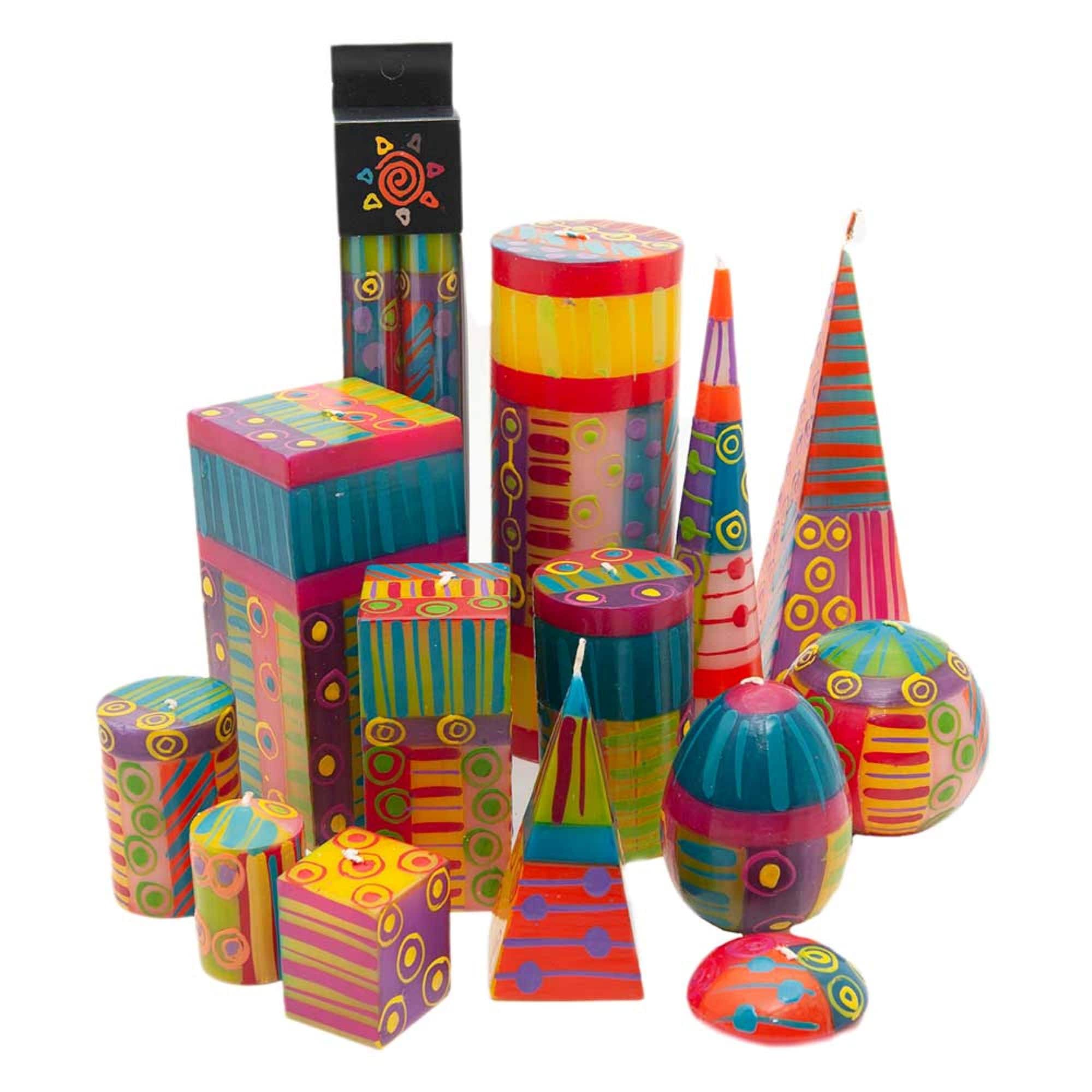 Fairtrade Colourful Pyramid, Pillar & Ball Candles – Carousel Design ...