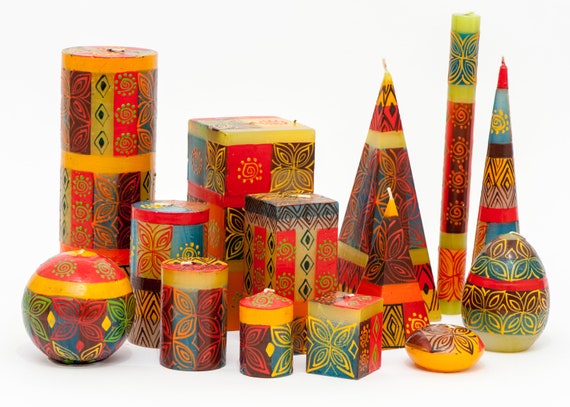 Fairtrade Colourful Pyramid Pillar & Ball Candles Desert | Etsy