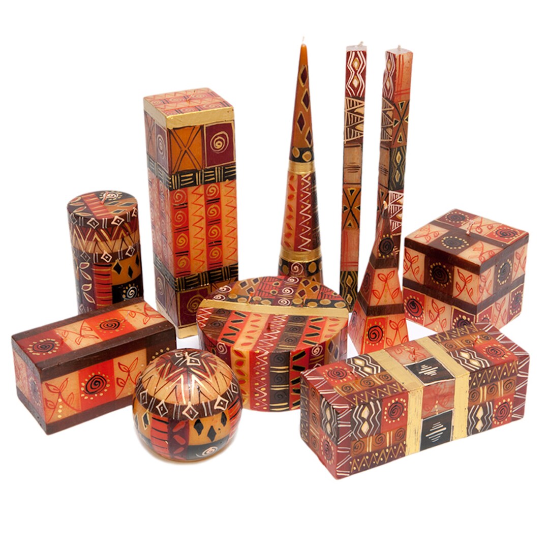 Fairtrade Colourful Ball, Egg, Cone, Pillar & Dinner Candles African ...
