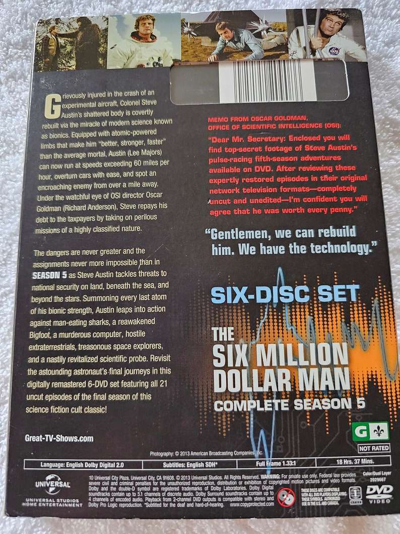 The Six Million Dollar Man Season 6 Dvd Set - Etsy