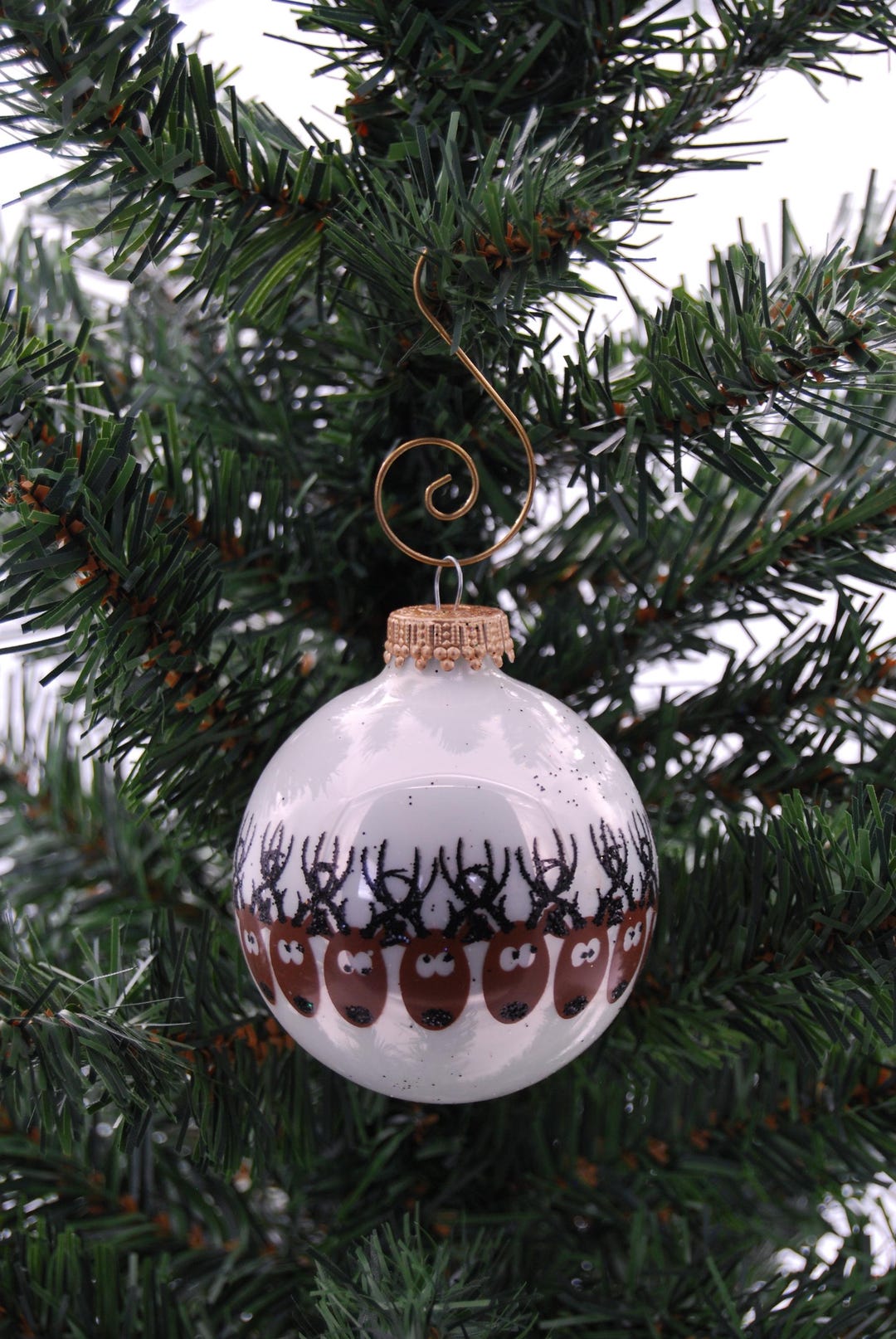 Vintage Xmas Silly Cartoon Reindeer Glass Christmas Tree Ornament Set ...