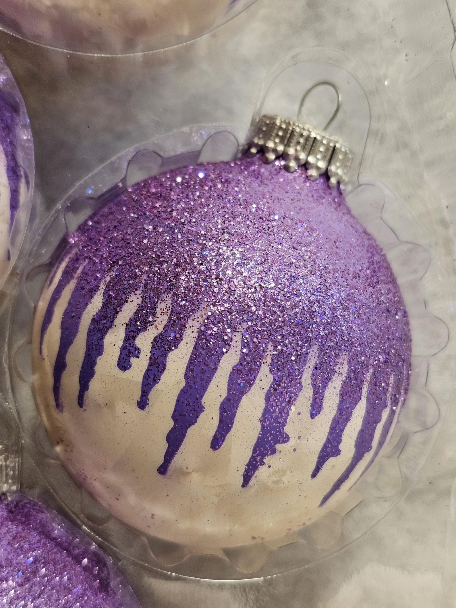 Vintage Purple Icicles Design Glass Ball Ornaments, Unique Christmas ...