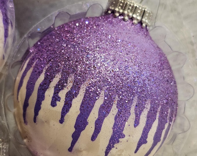 Vintage Purple Icicles Design Glass Ball Ornaments, Unique Christmas ...