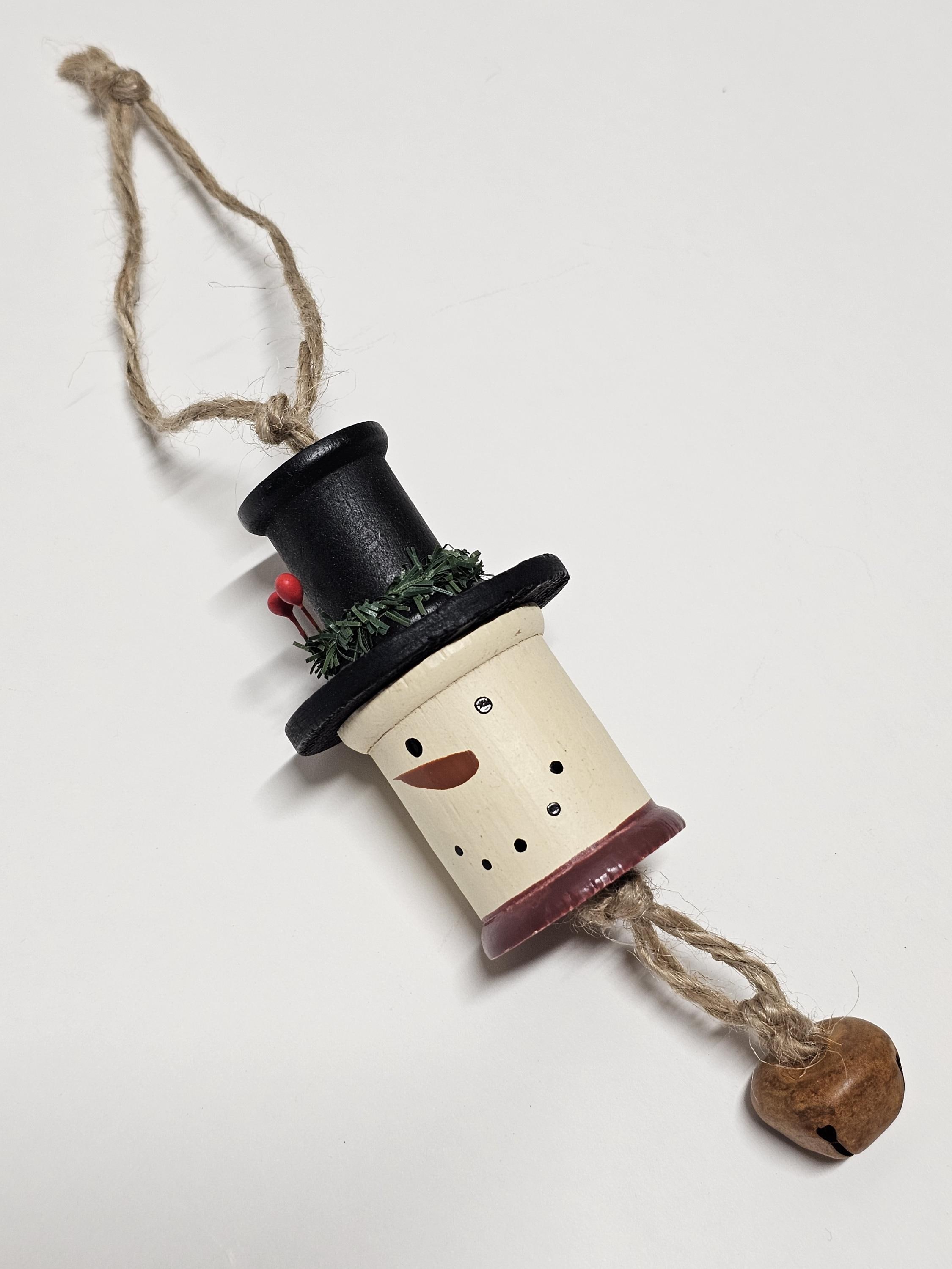 Hand Painted Christmas Ornament - Spool Snowman Ornament-top Hat ...