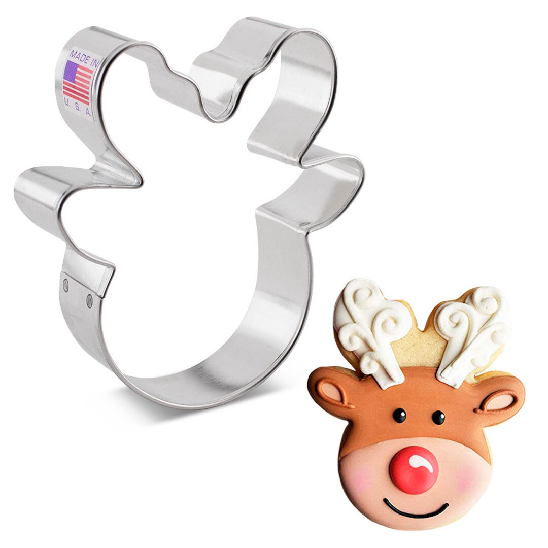 Cookie Cutter Reindeer Head - Ann Clark Metal Baking Tool for Christmas ...
