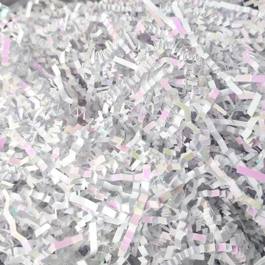 Crinkle Paper-sparkly Iridescent White-shredded Recycled Paper Filler ...