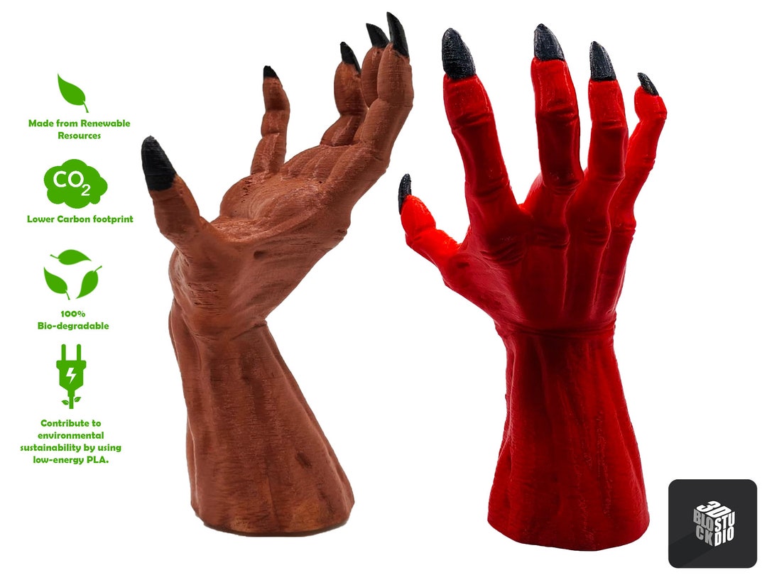 Devil Hand Hook 3D Printed Wall Mounted Hook Screw-on Stick-on ...