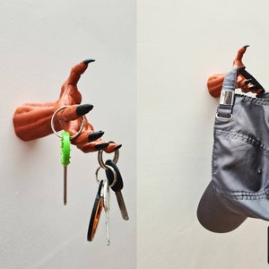 Devil Hand Hook 3D Printed Wall Mounted Hook Screw-on Stick-on ...