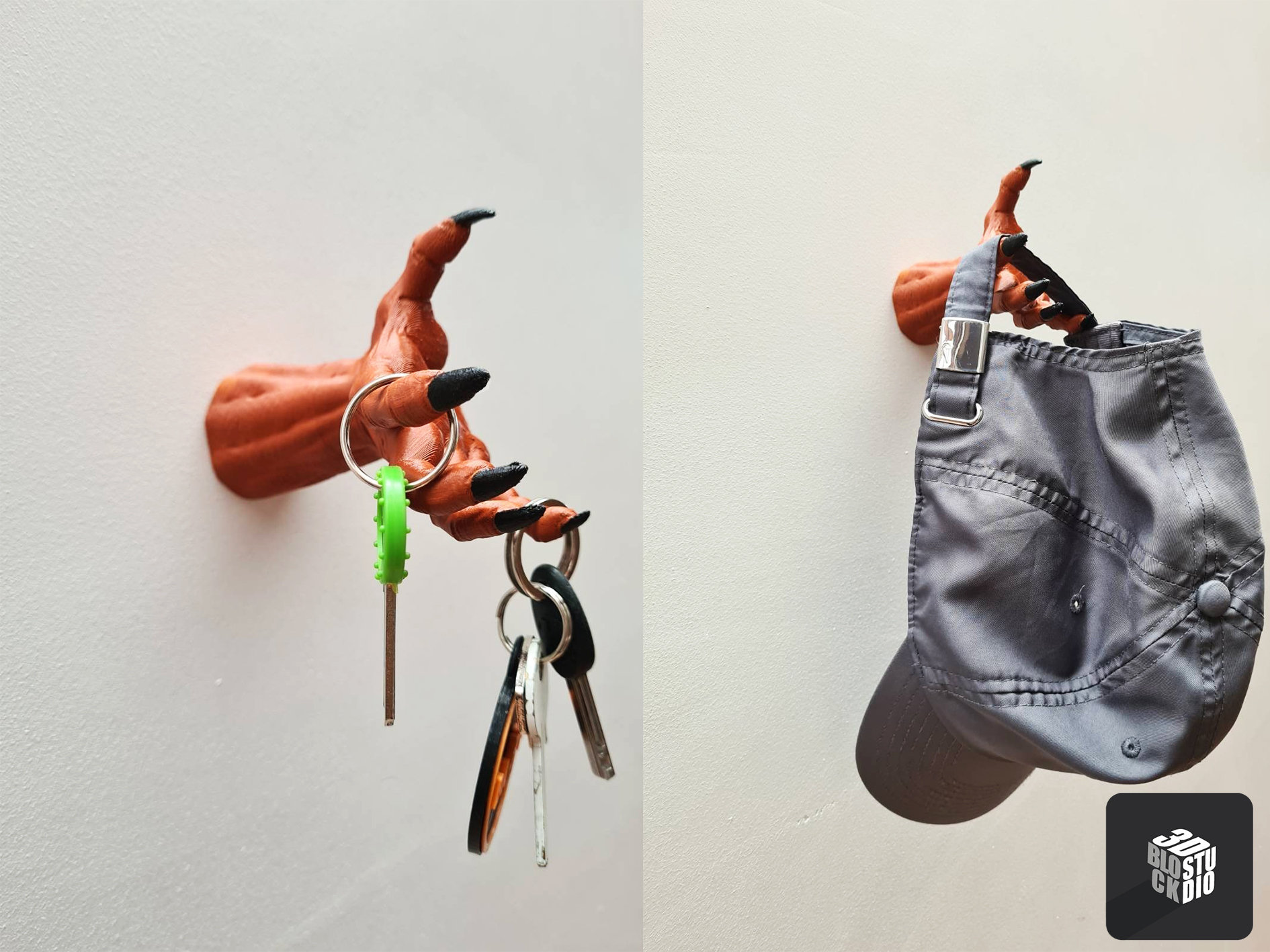 Devil Hand Hook 3D Printed Wall Mounted Hook Screw-on Stick-on ...