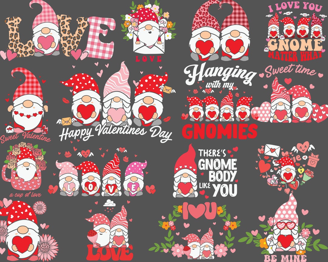 Valentine Day Gnomes SVG Valentine Gnomes Svg Bundle - Etsy