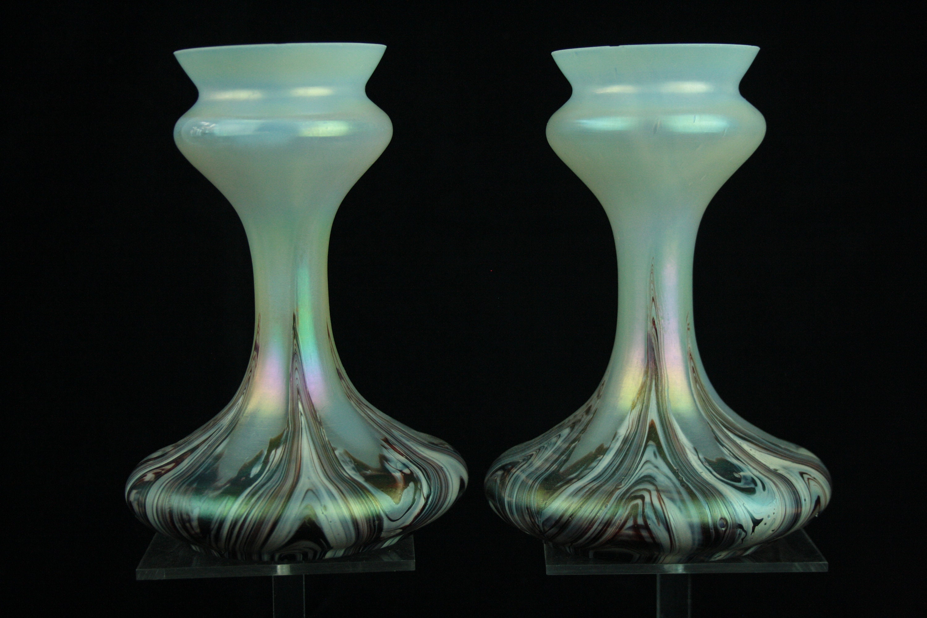 Set Van 2 Antieke Boho Wilhelm Kralik Sohne Art Nouveau Iriserende ...