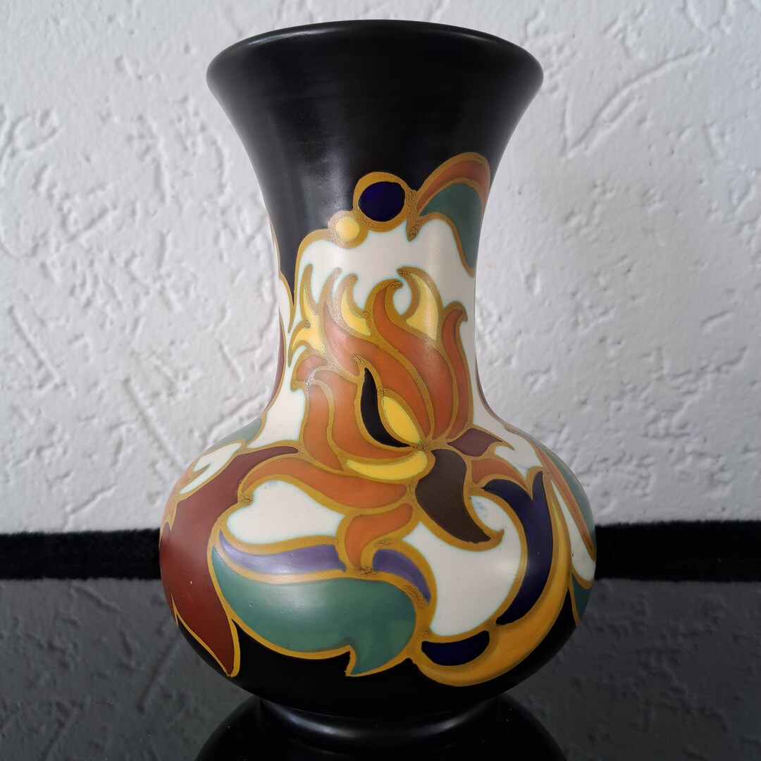 Zenith Gouda Art Pottery Art Deco Vase Ruby - Etsy