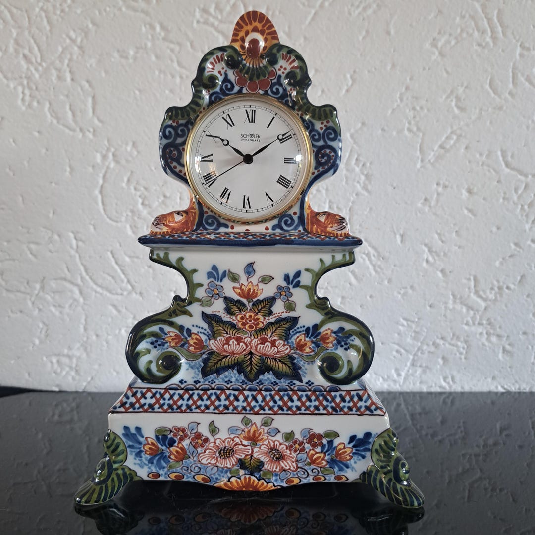 Large Polychrome Delft Mantle Clock by Royal Tichelaar Makkum - Etsy