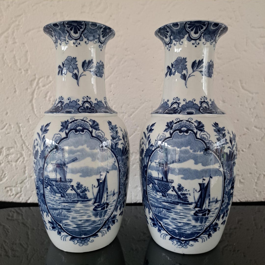 Louis Regout Porcelain Delftware Vases Typical Dutch Scenery - Etsy