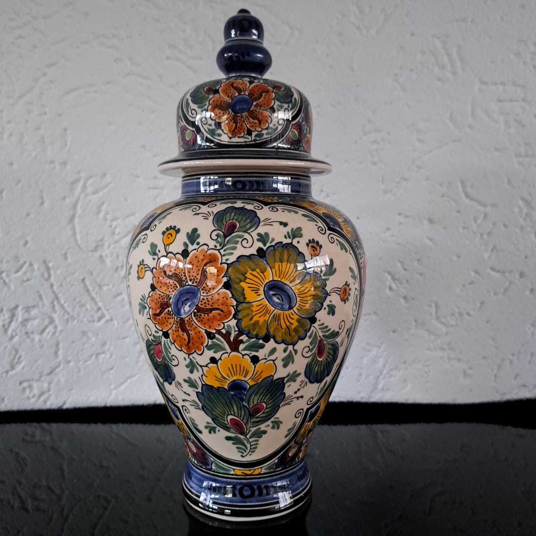 Colourful Regina Gouda Pottery Lidded Vase - Etsy