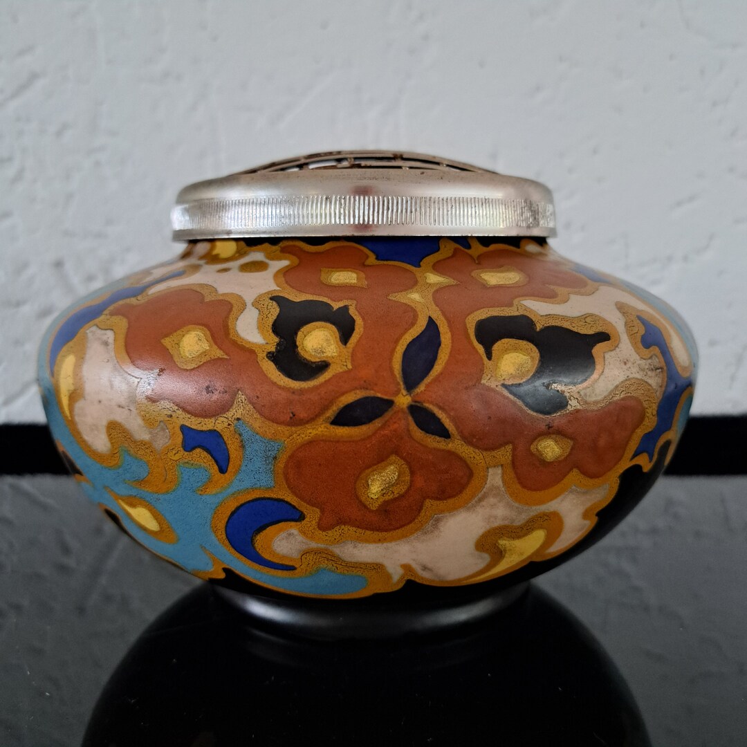 Regina Gouda Art Pottery Art Deco Imbra Rose Bowl/ Vase - Pique Fleur ...
