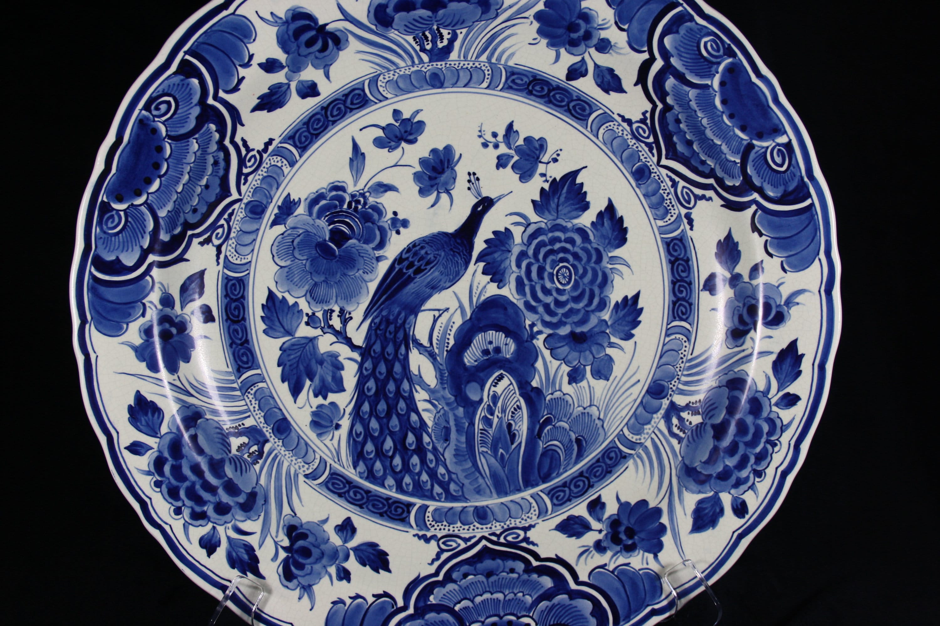 De Porceleyne Fles royal Delft Delft Blue Peacock Charger 1923 - Etsy