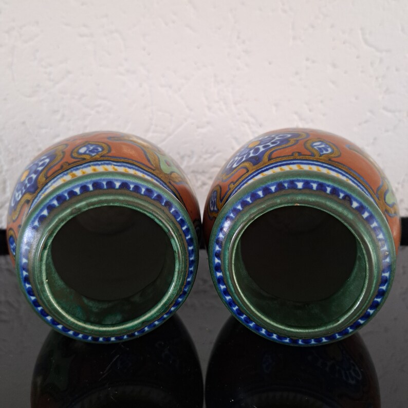 Pair of Art Nouveau Vases Rhodian by Plateelbakkerij Zuid-holland (1921 ...
