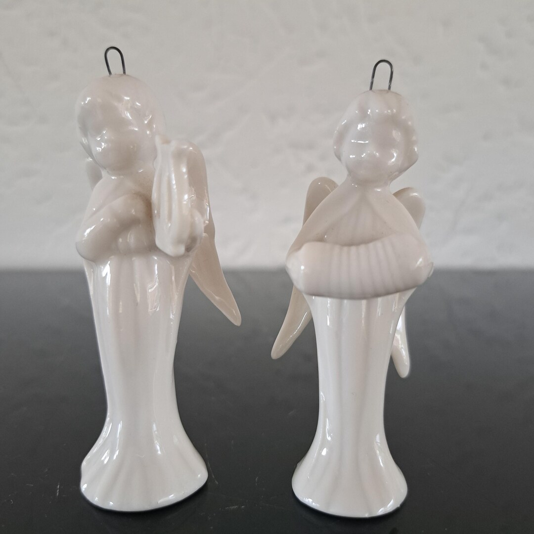 Pair of Small White Porcelain Christmas Angels - Etsy
