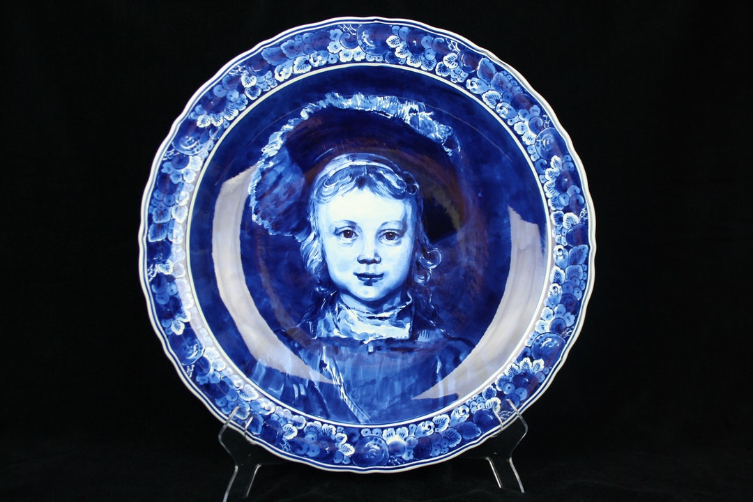 Royal Delft Large Delft Blue Rembrandt 'titus' Charger - Etsy Royal Delft Large Delft Blue Rembrandt 'titus' Charger - Etsy