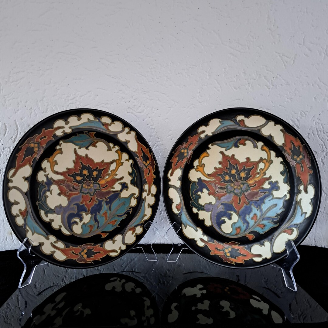 Colourful Pair of Regina Gouda Pottery Art Deco ROSARIO Wall Plates - Etsy
