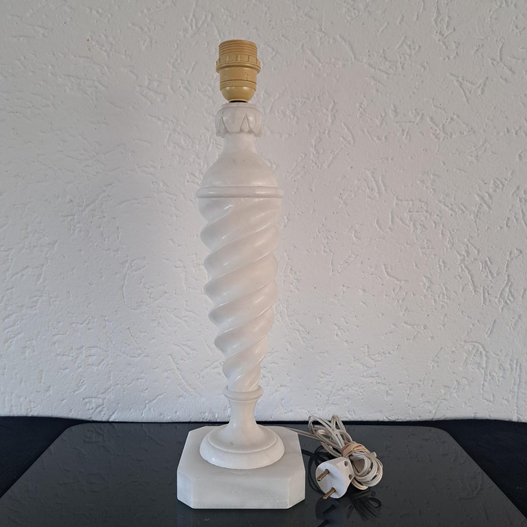 Large Art Deco Twisted Alabaster Lamp Base (46 Cm) - Etsy
