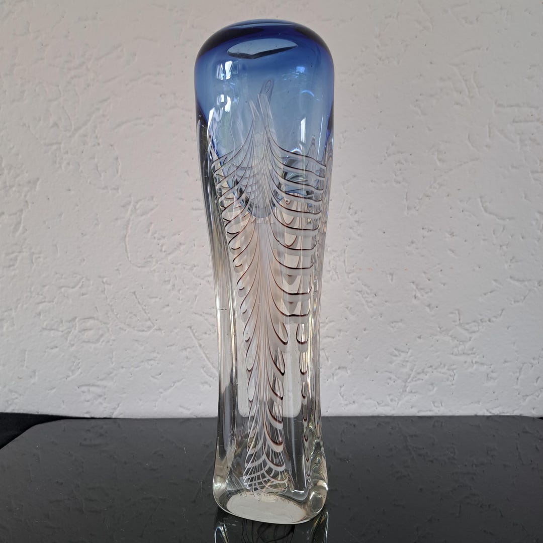 Adam Jablonski Art Glass Studio Heavy Tall Glass Vase - Sculpture 1990R ...