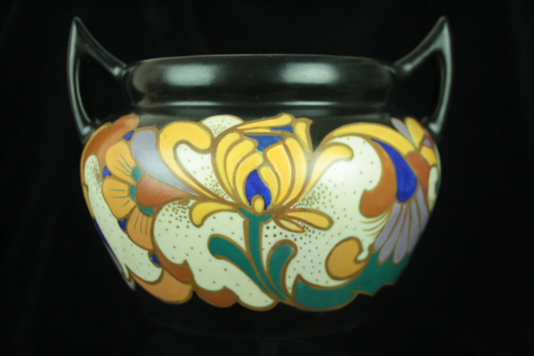 Grote Art Deco Cachepot/ Bloempot Nova Hollands Gouds - Etsy