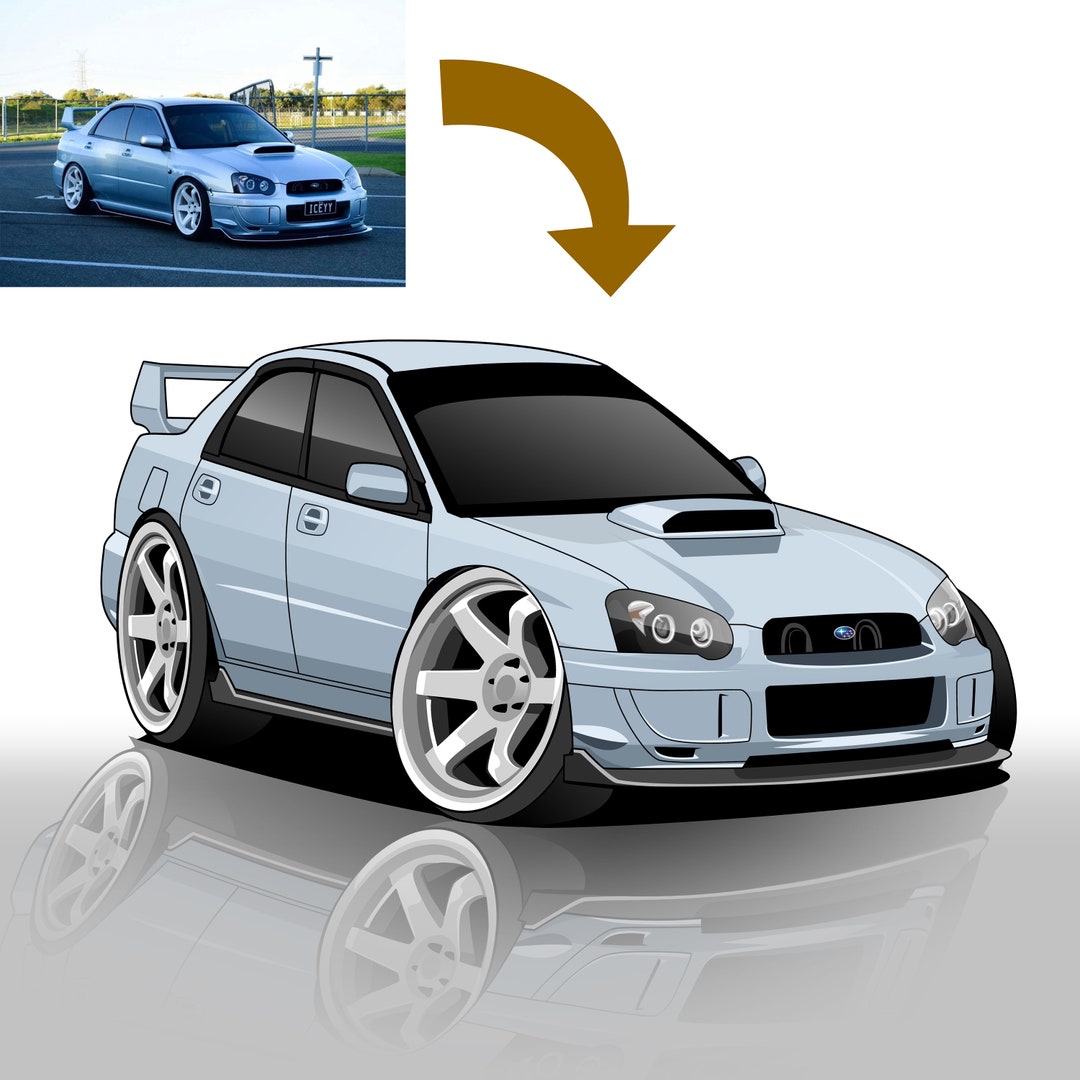 Custom Car Digital Drawing, Vector Car Illustration Customized Cartoon ...