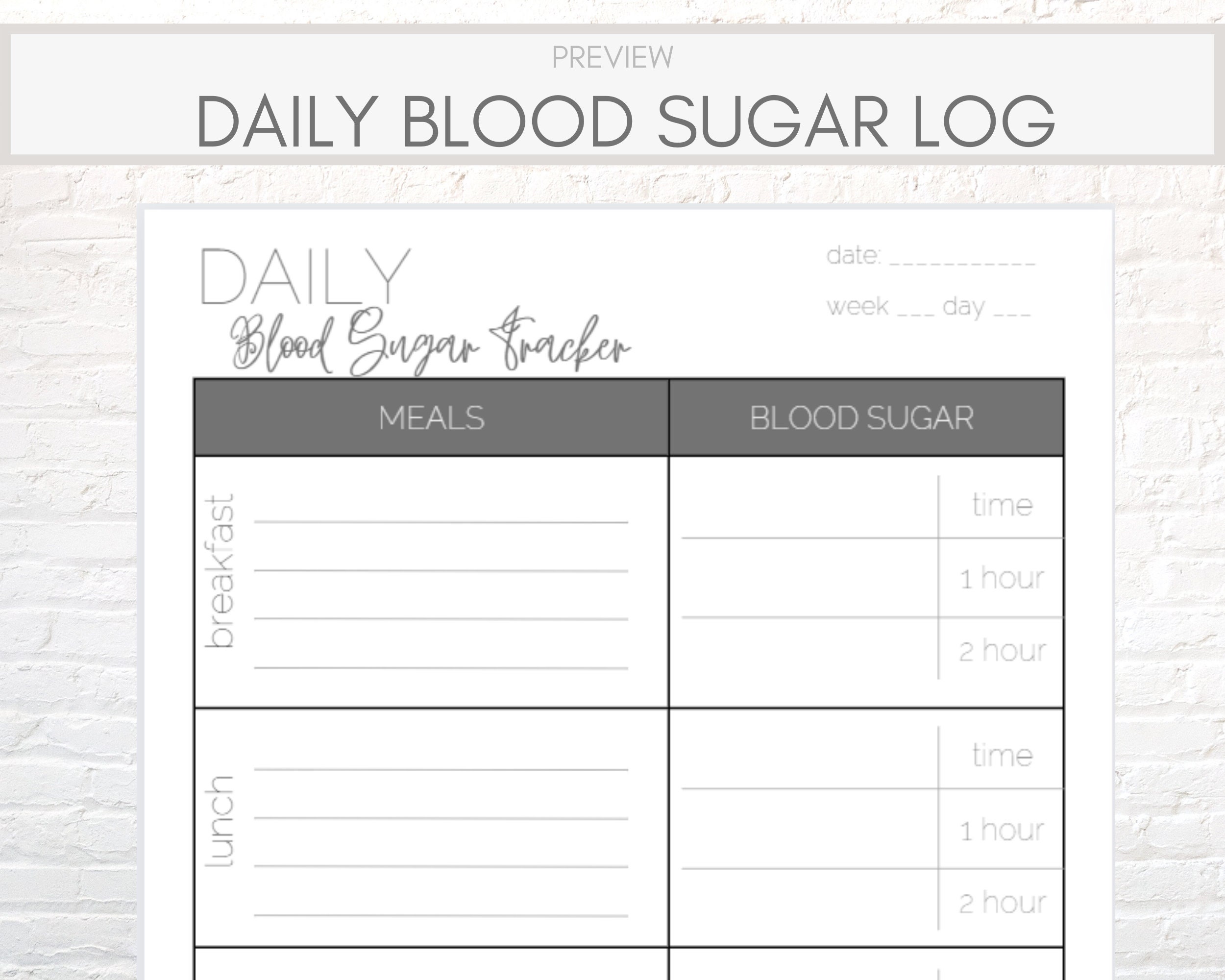 Gestational Diabetes Log | Weekly & Daily | INSTANT DOWNLOAD | Blood ...