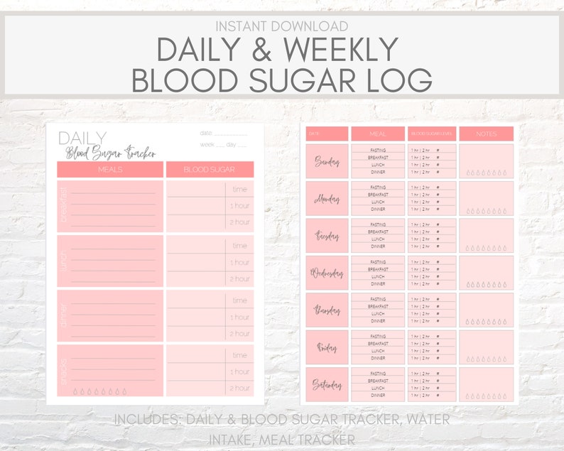 Gestational Diabetes Log | Weekly & Daily | INSTANT DOWNLOAD | Blood ...