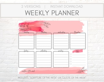 Weekly Planner Printable INSTANT DOWNLOAD Monday Start - Etsy