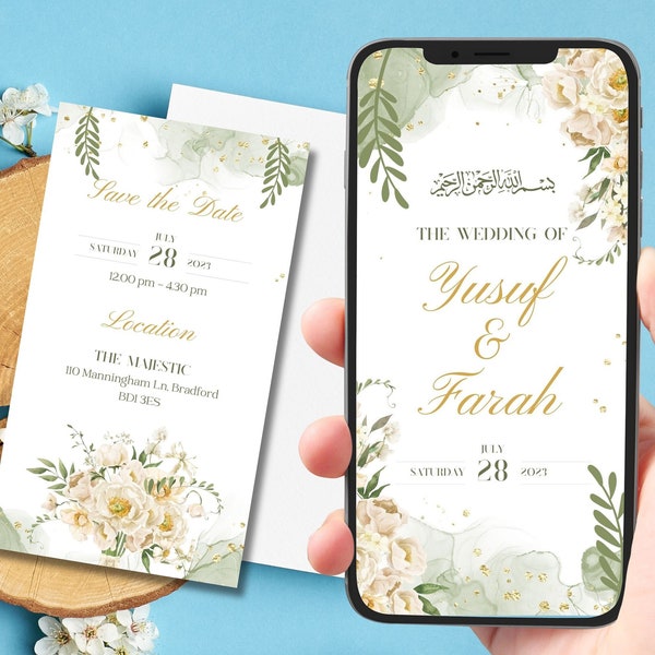 Editable Digital Muslim Wedding Invitation Template Nikkah Shaadi ...