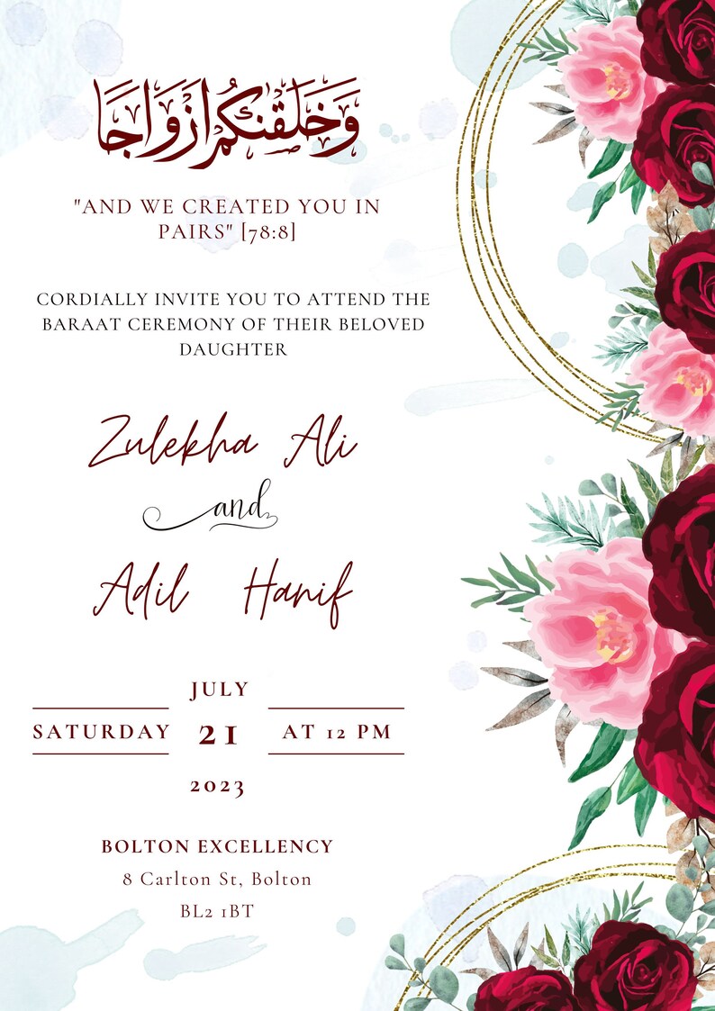 Editable Digital Muslim Wedding Invitation Template Nikkah Walimah ...