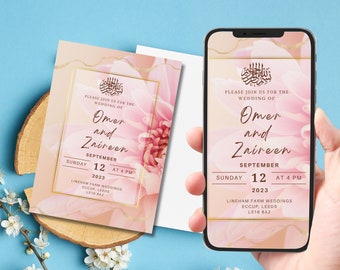 Editable Digital Muslim Wedding Invitation Template Nikkah Shaadi ...
