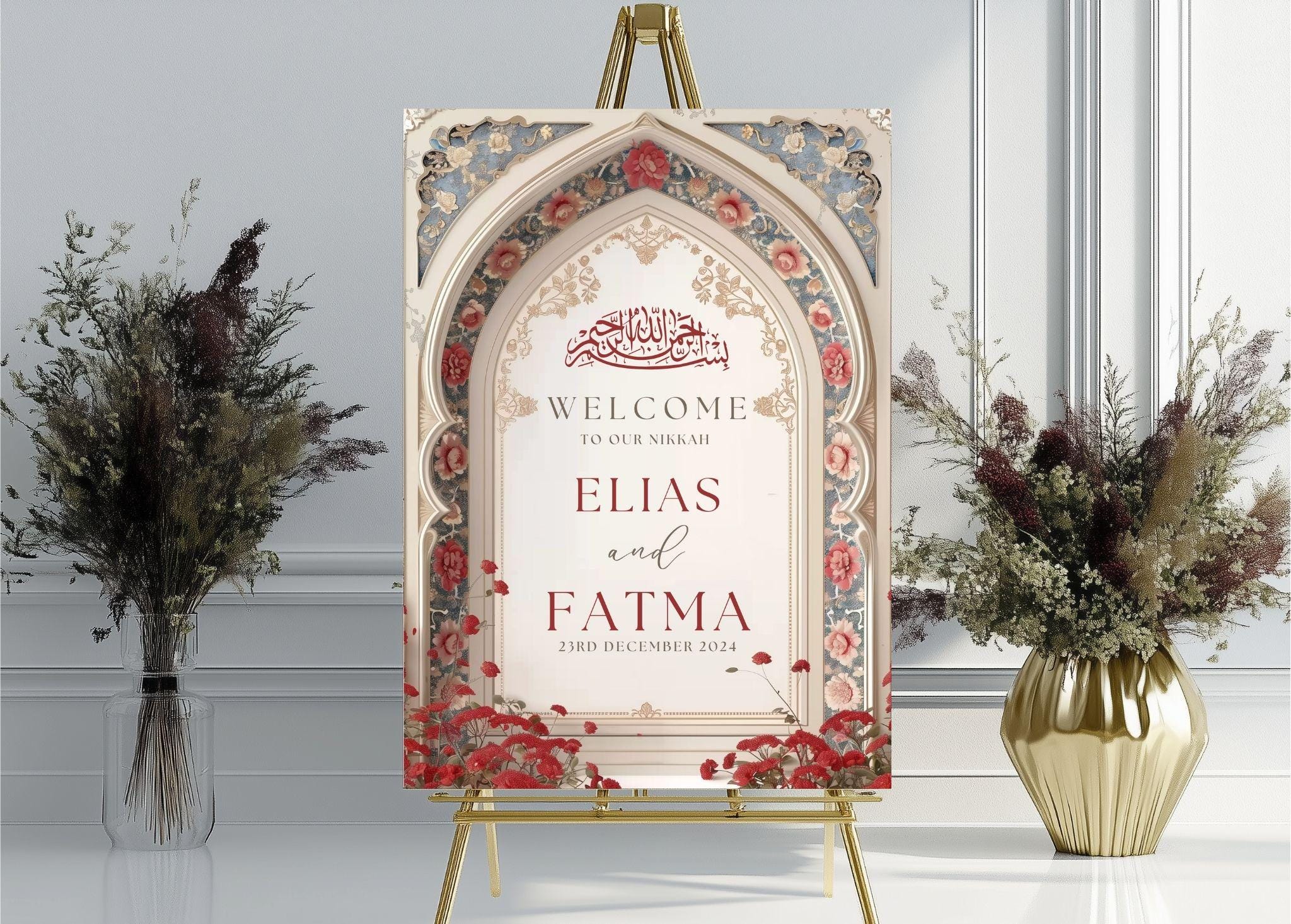 Mughal Arch Wedding Welcome Sign, A1, A2, A3, A4, Pakistani Wedding ...