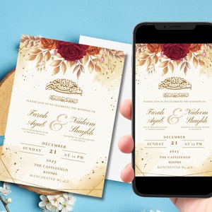Editable Digital Muslim Wedding Invitation Template Nikkah Shaadi ...