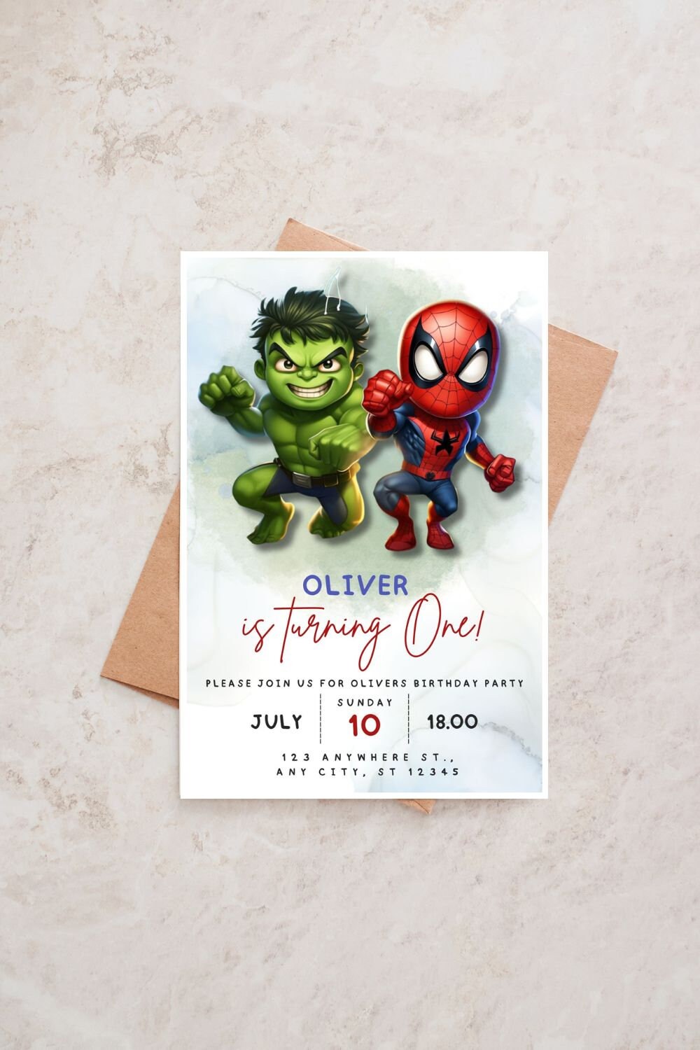 Superhero Birthday Invitation Template, Digital Kids Party, Hulk ...