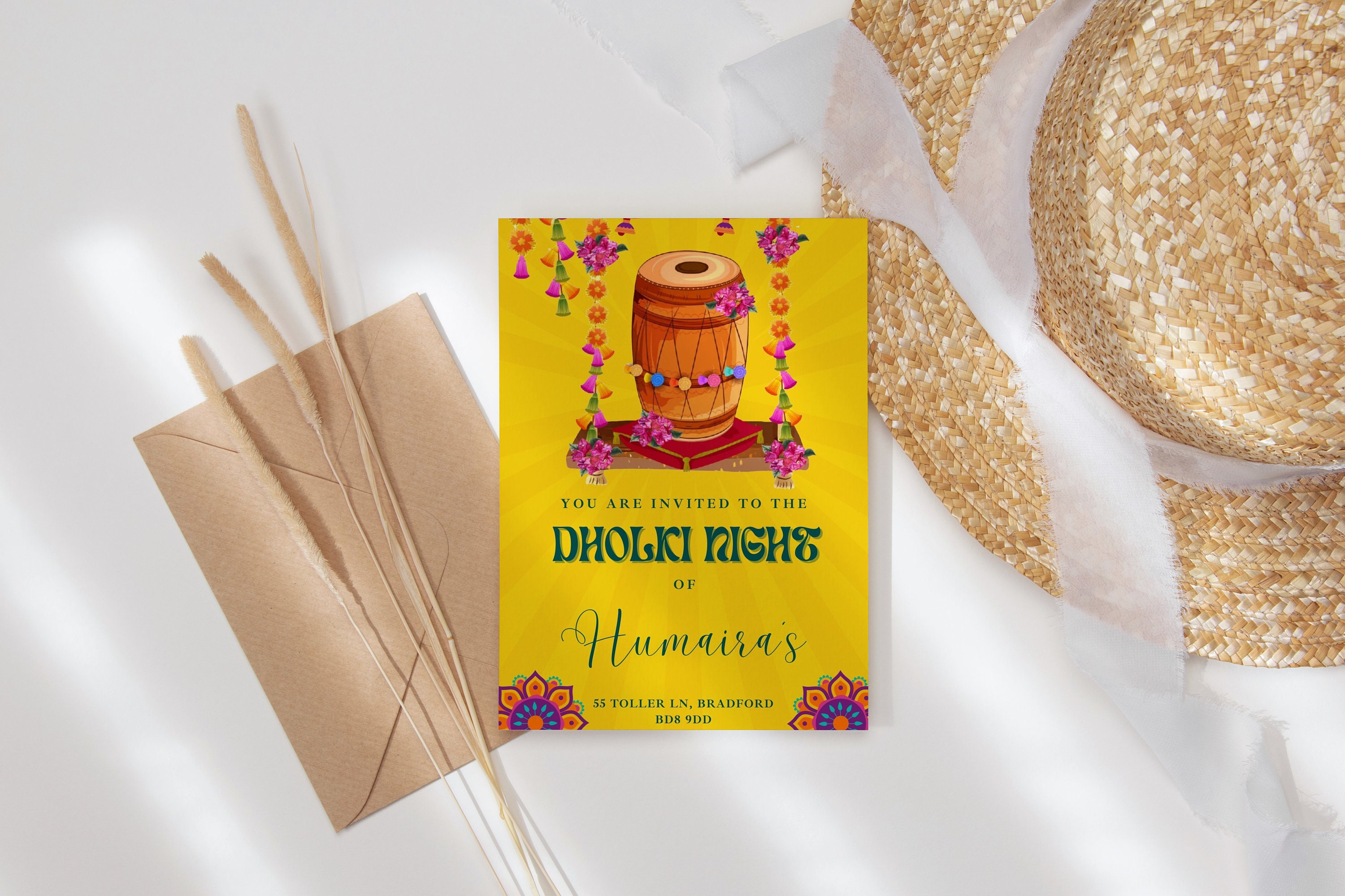 Dholki Invite, Dholki Invitations, Mehndi Night Invites & Mehndi Invite ...