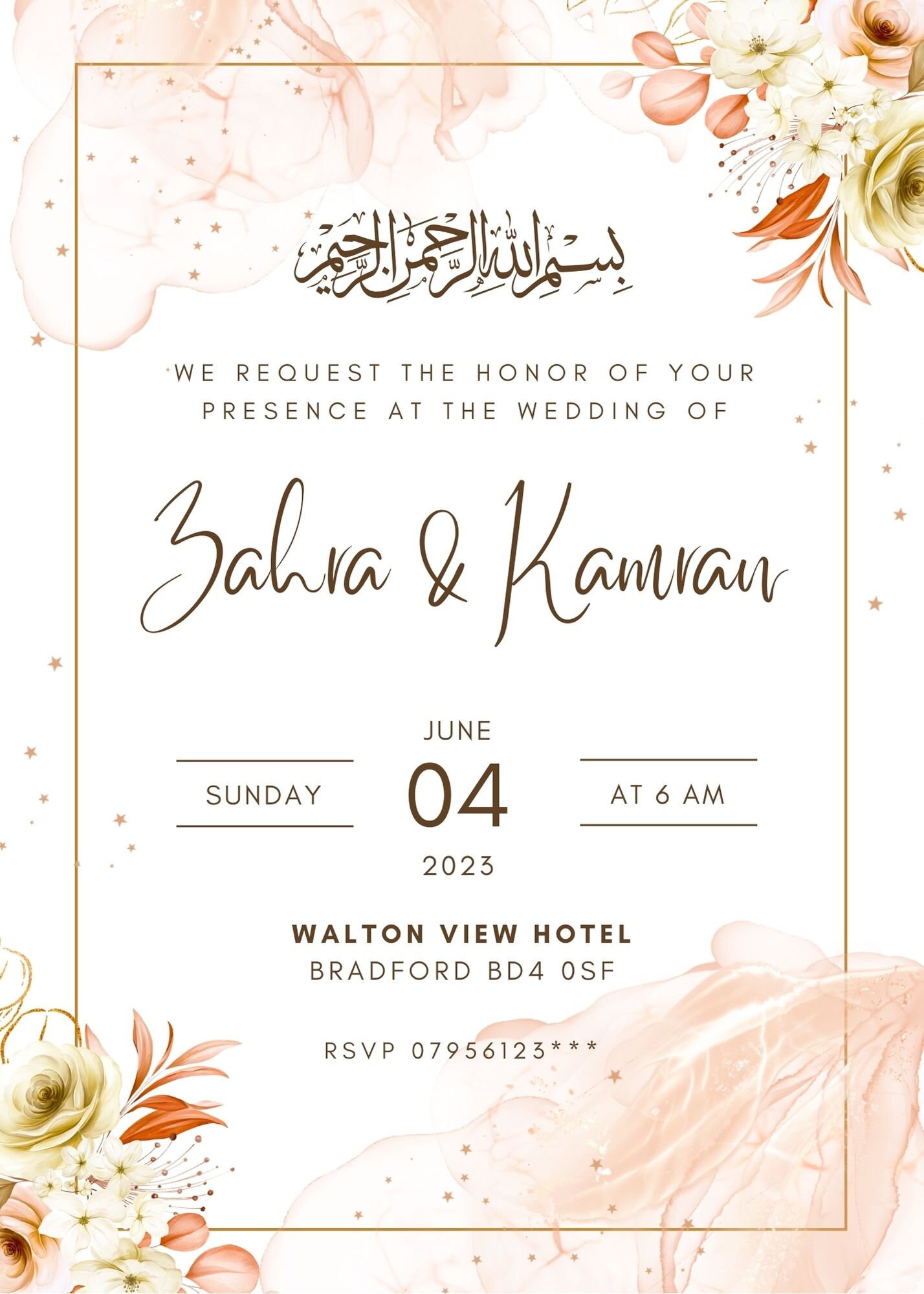 Editable Digital Muslim Wedding Invitation Template Nikkah Walimah ...