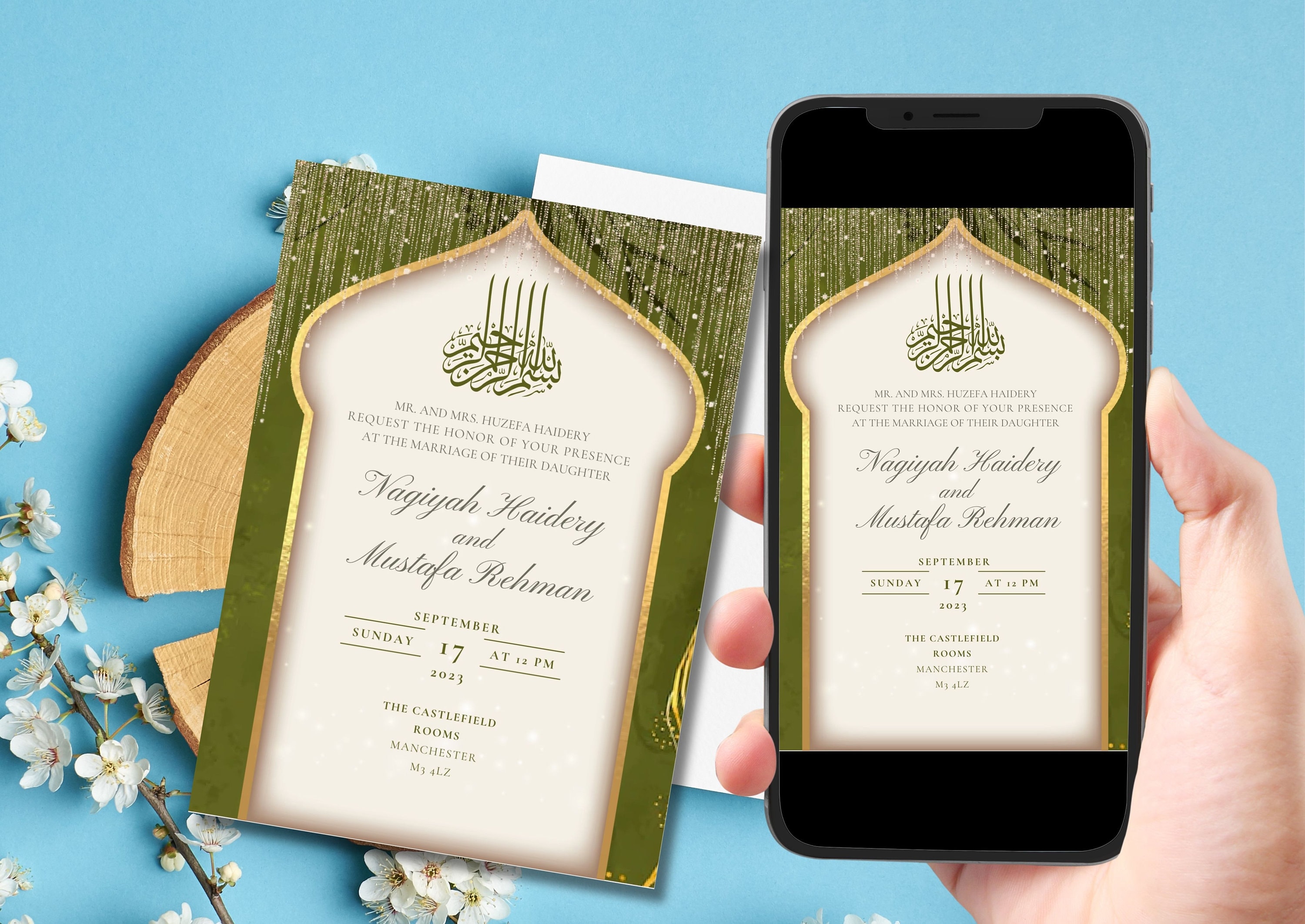 Editable Digital Muslim Wedding Invitation Template Nikkah Mehndi ...