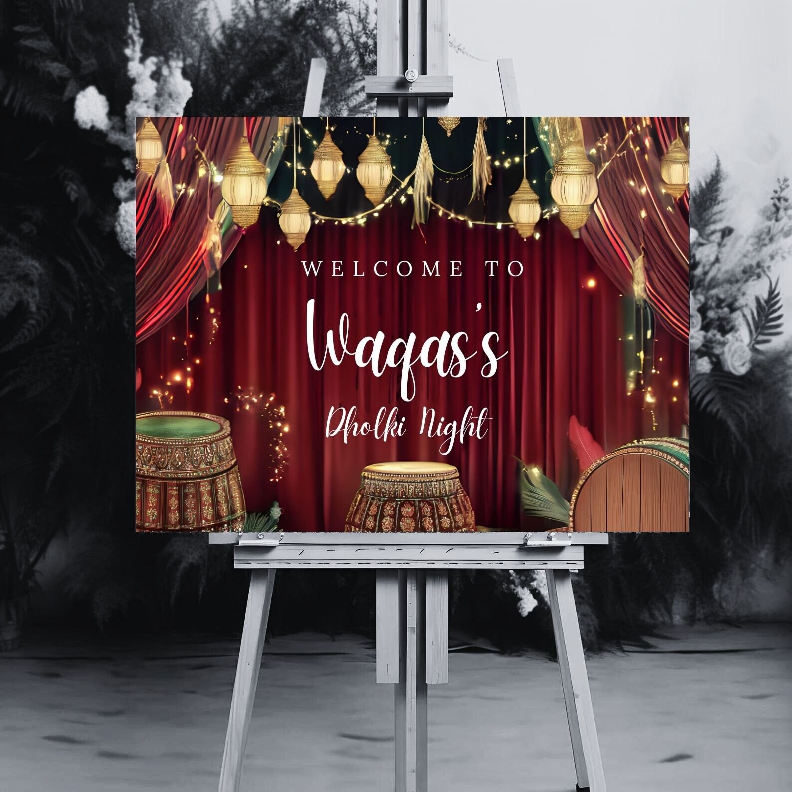 Dholki Welcome Sign, A1, A2, A3, A4, Pakistani Wedding, Dholak Night ...