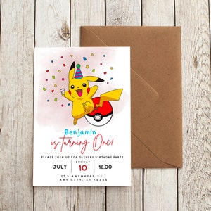Pikachu Birthday Invitation, Digital Kids Birthday Invite, Birthday ...