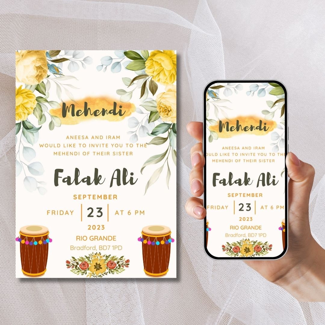 Muslim Wedding Invitation Editable Set of 3 Invites, Traditional Nikkah ...