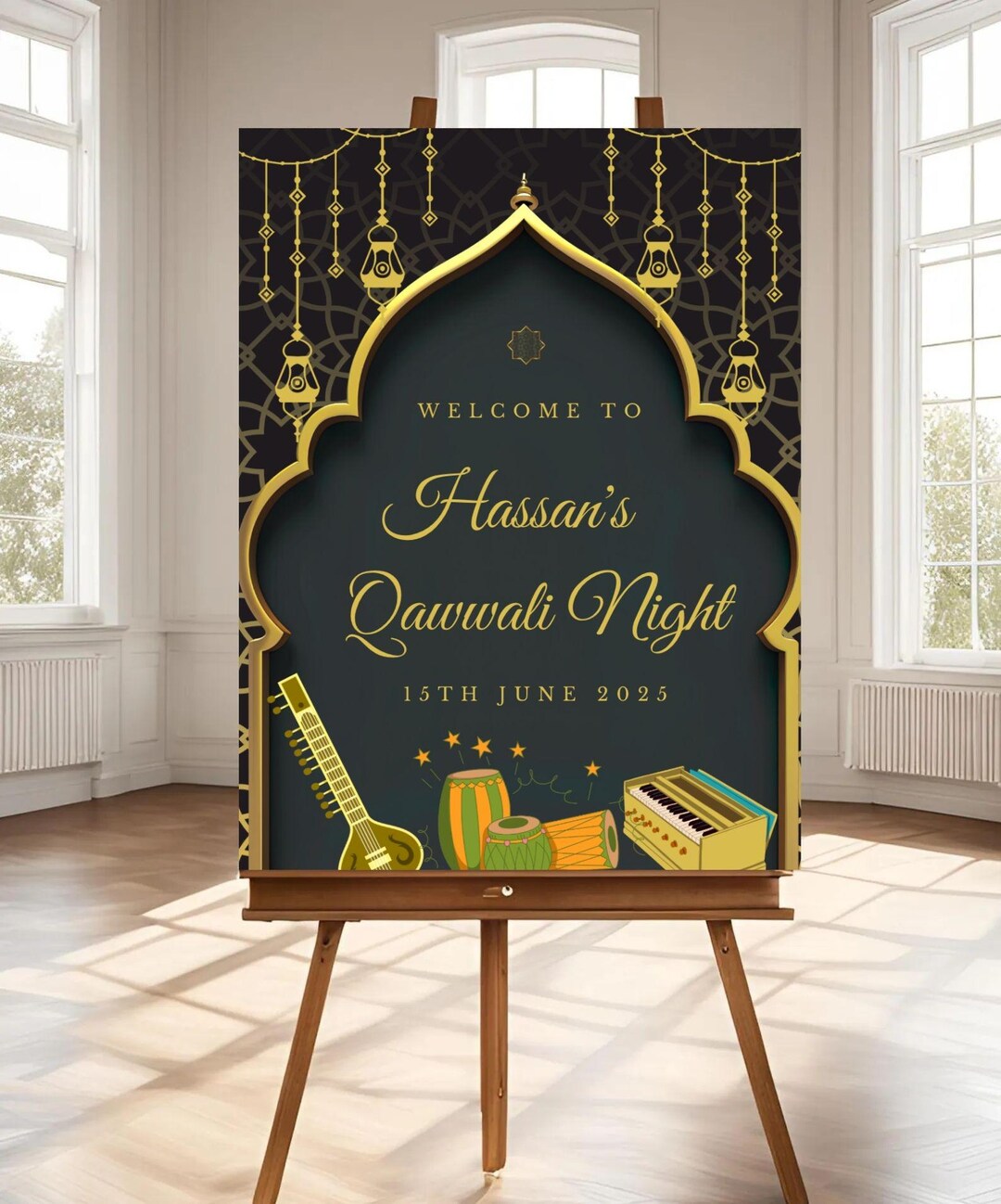 Qawwali Night Welcome Sign, A1, A2, A3, A4, Custom Qawwali Event ...