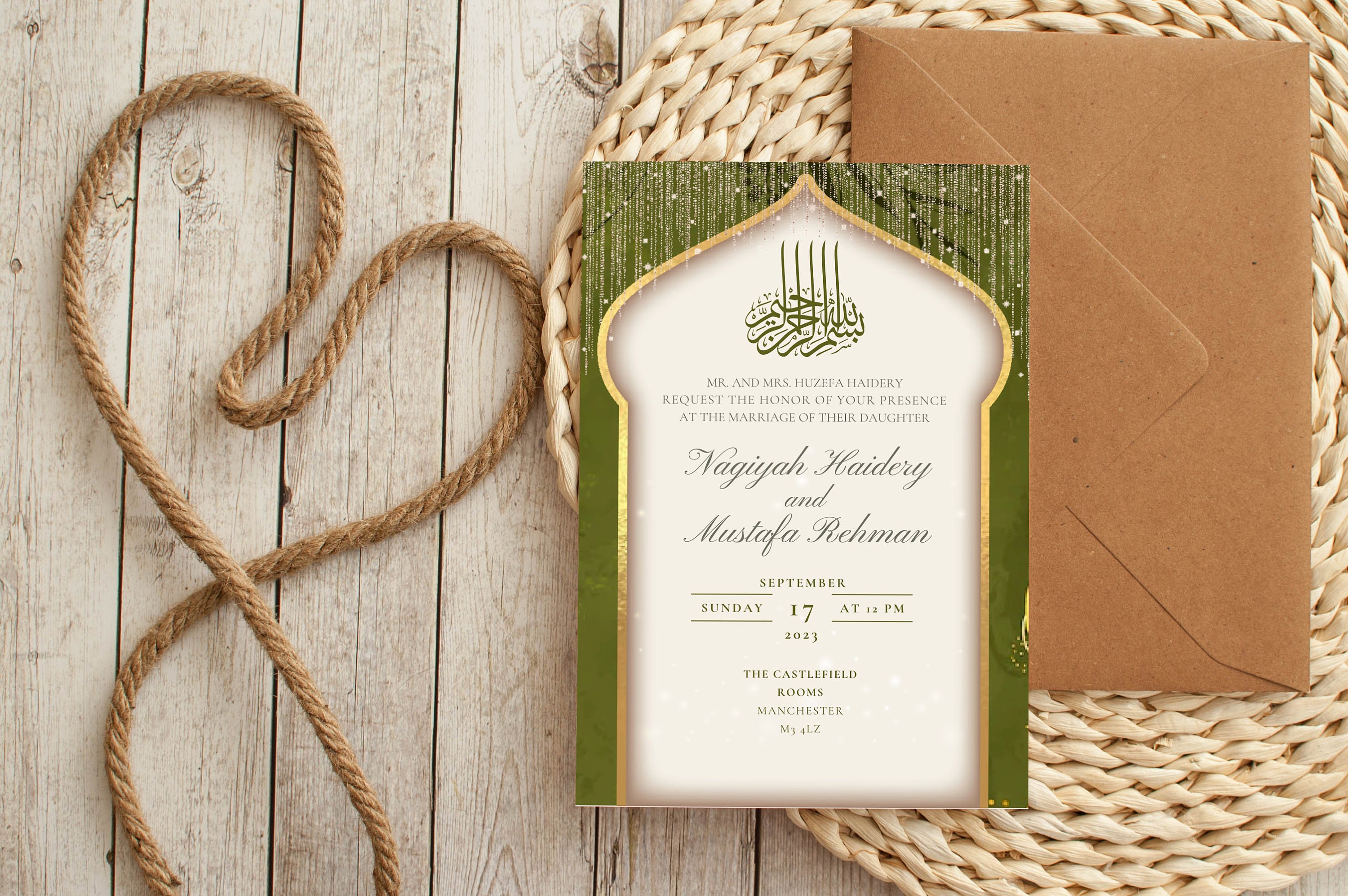 Editable Digital Muslim Wedding Invitation Template Nikkah Mehndi ...