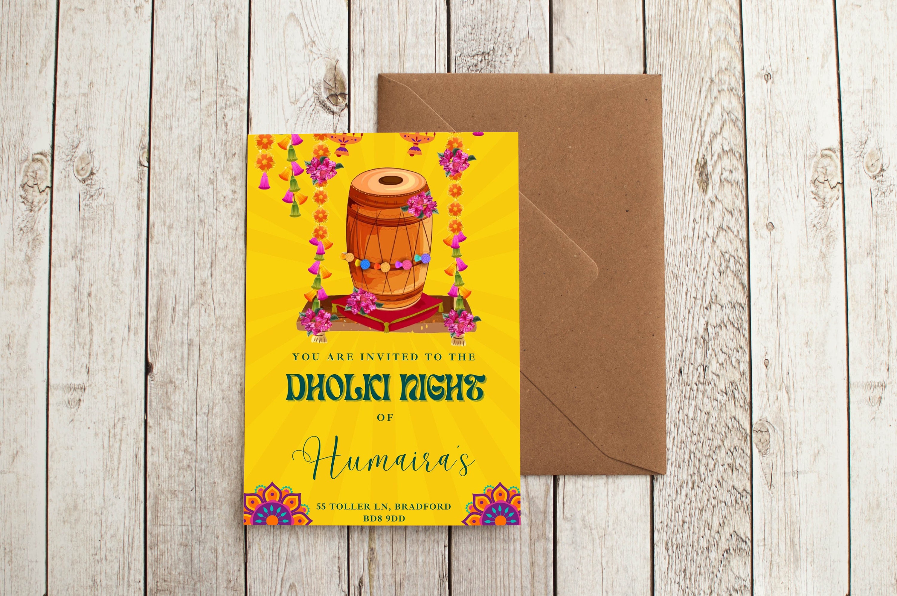 Dholki Invite, Dholki Invitations, Mehndi Night Invites & Mehndi Invite ...