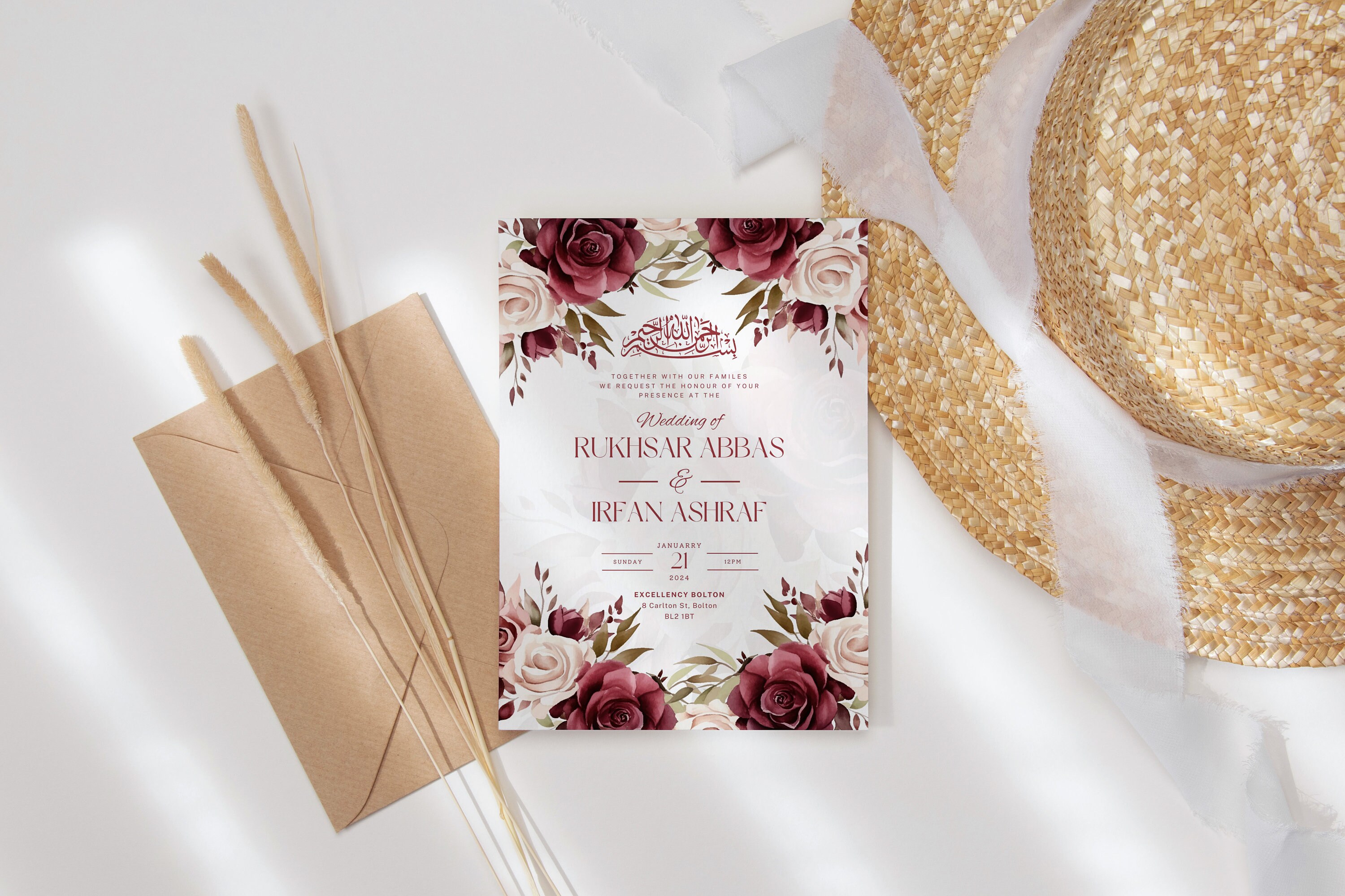 Editable Digital Muslim Wedding Invitation Template Nikkah Walimah ...