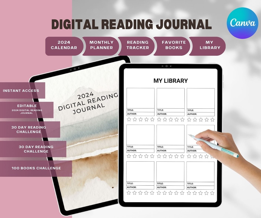 Digital Reading Journal, Book Review & Library Tracker, Digital Reading ...